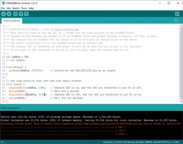 How to program the ESP8266 WiFi Modules with the Arduino IDE (Part 2 of 2) – 42 Bots